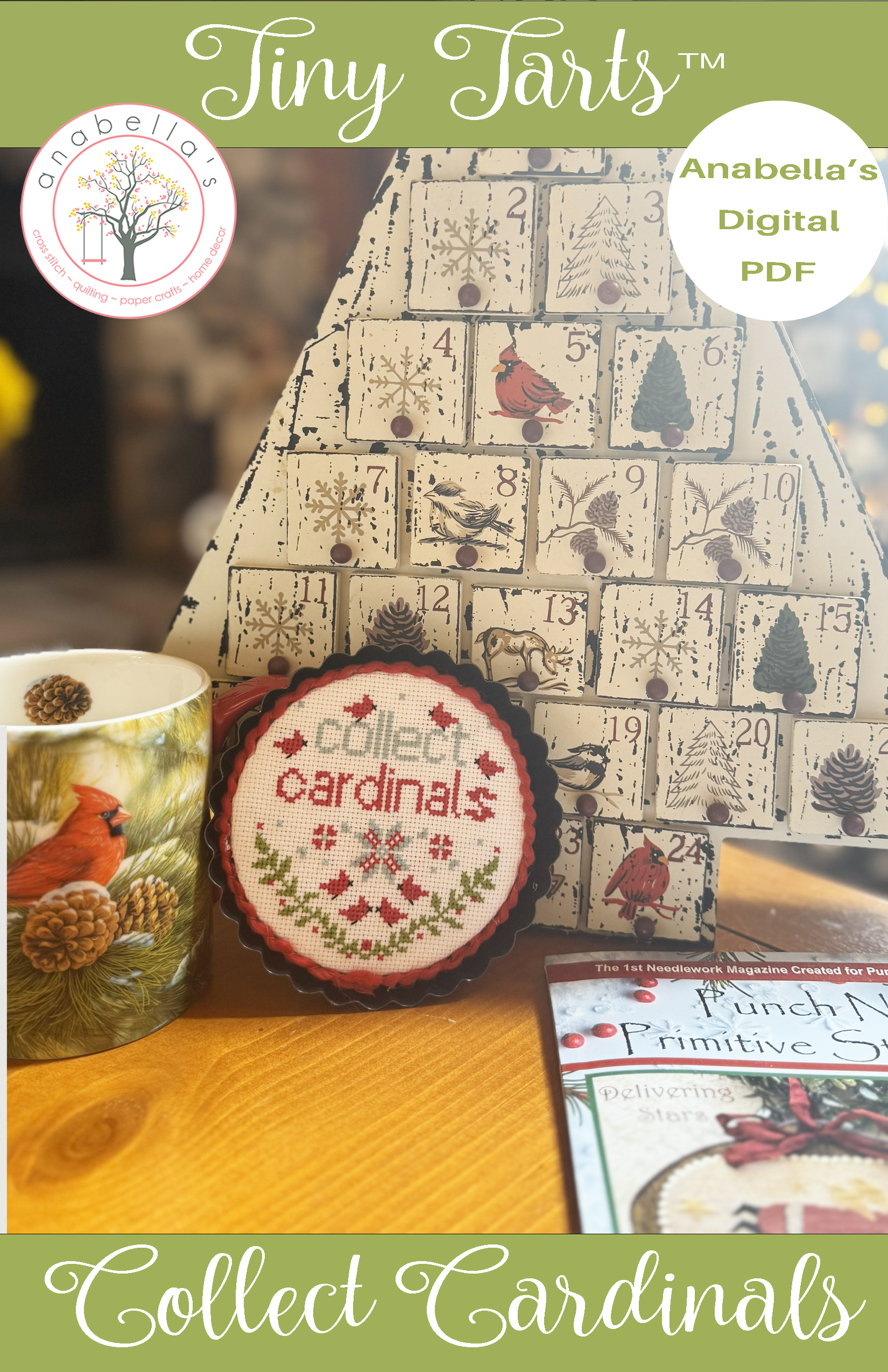 Digital Cross Stitch Collect Cardinals Tiny Tarts Cross Stitch Chart by ...